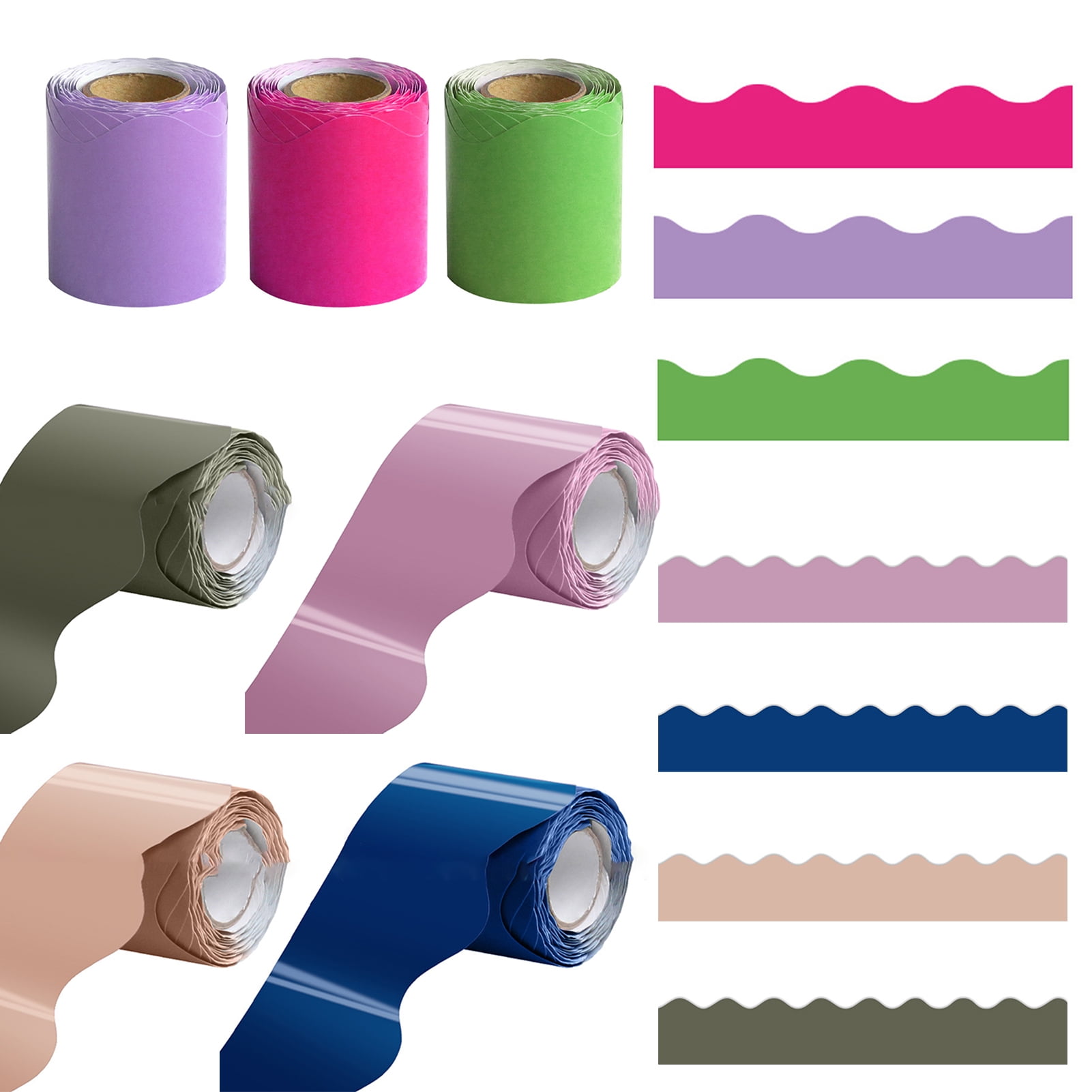 Oiur Bulletin Board Border Sticker Scalloped Border Trim for Classroom ...