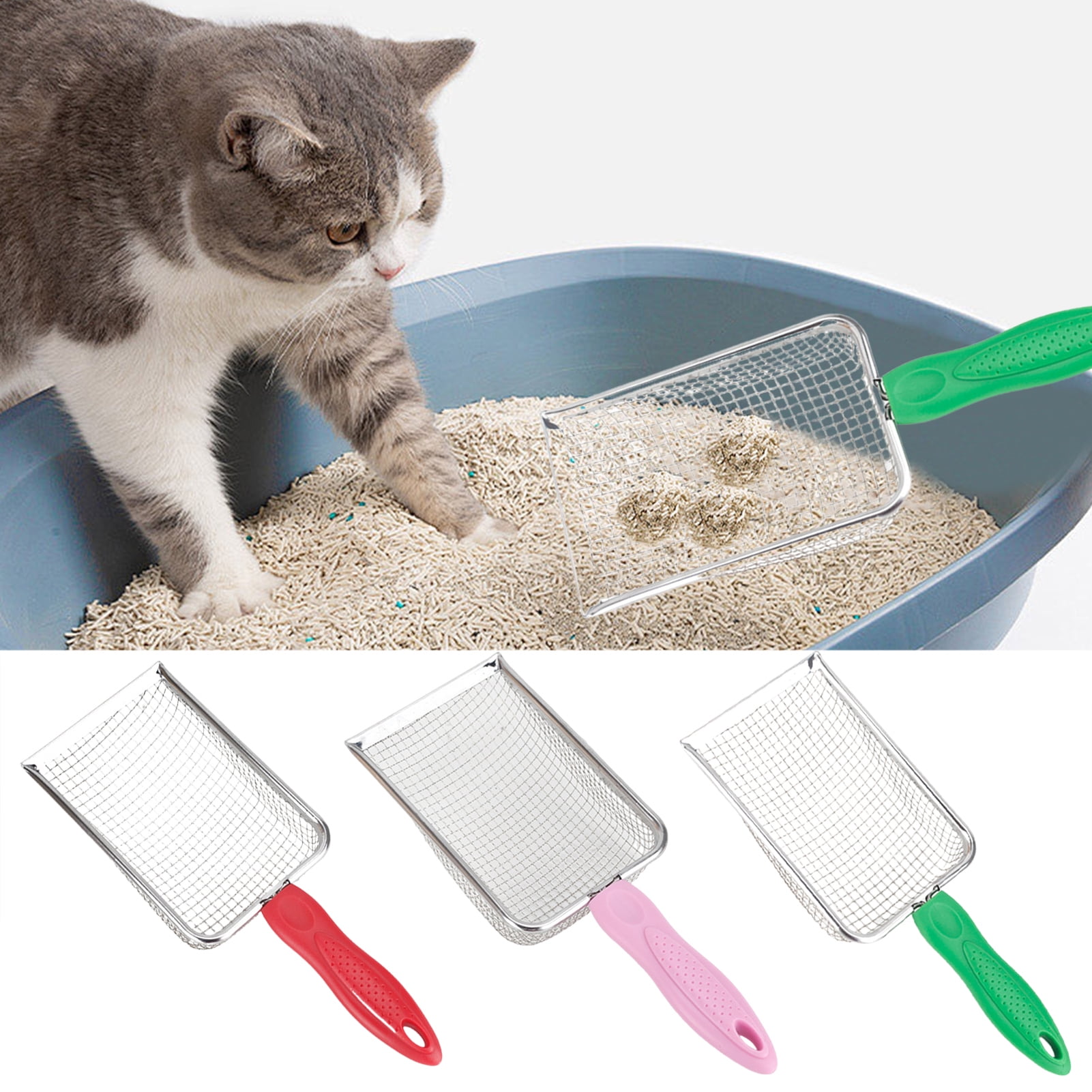 Oiur Cat Litter Scoop Stainless Steel Deep Shovel Mesh Scooper Non ...