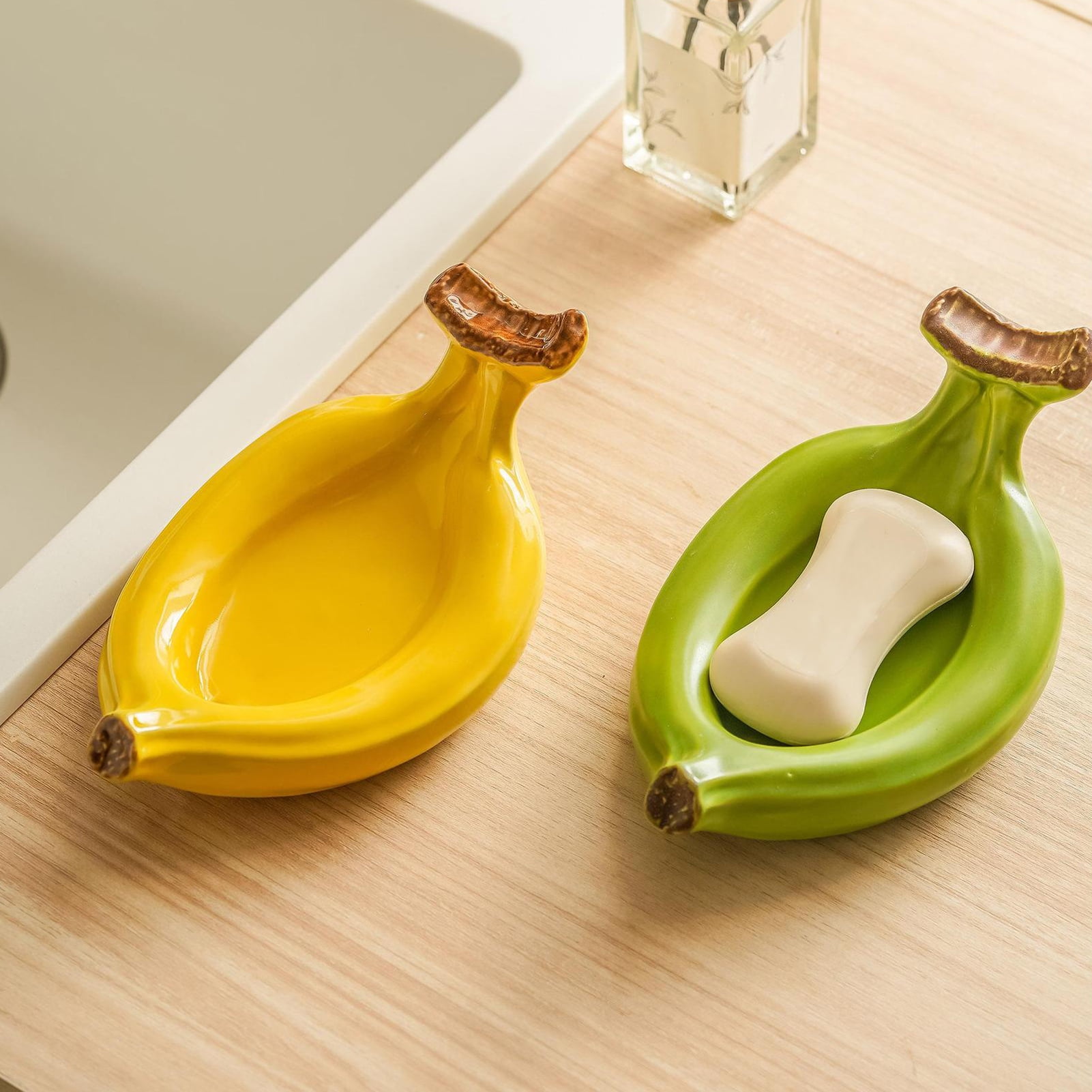 Oiur Ceramic Soap Dish Self-Draining Mini Size Multipurpose Funny ...