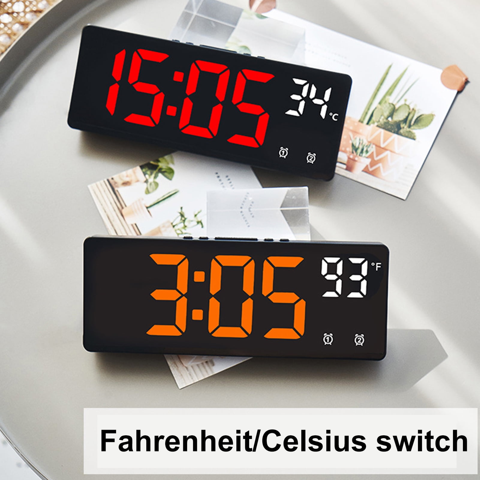 Oiur Digital Alarm Clock with Dual Customizable Alarms Raised Nap ...