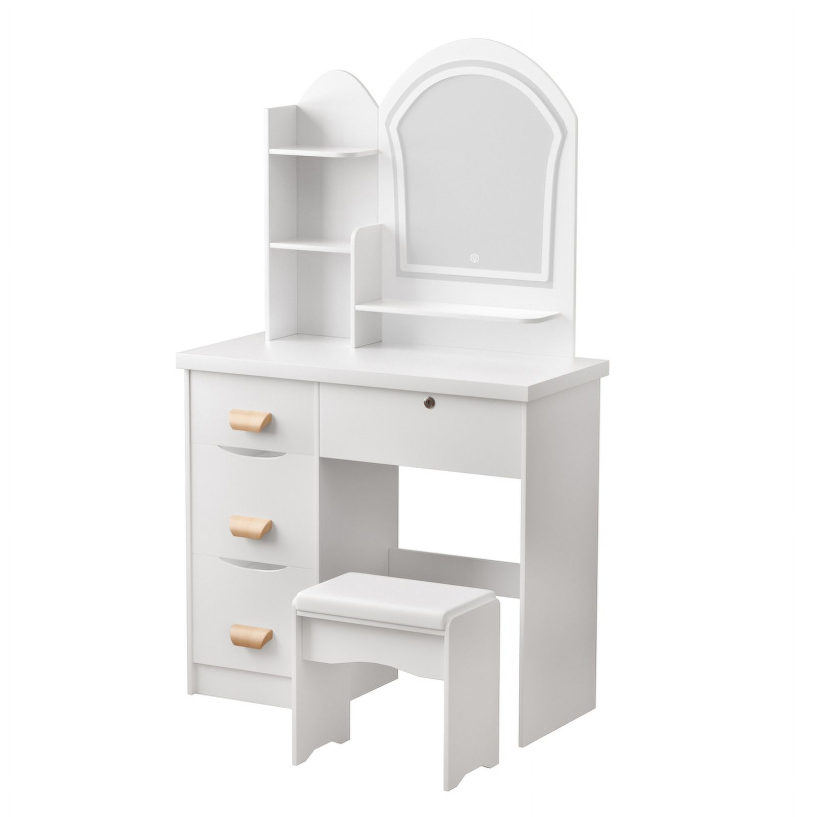 Oiur Dressing Table,Makeup Vanity Desk with LED Lighted Mirror,Vanity ...