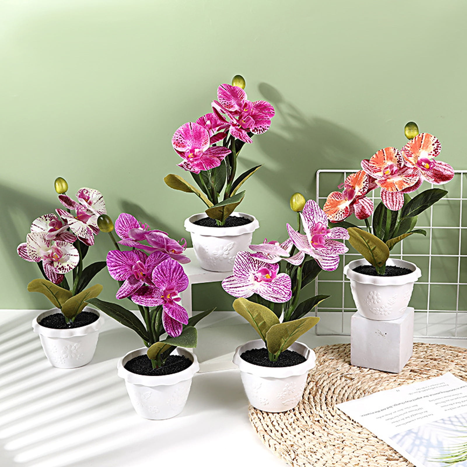Oiur Fake Potted Plant Realistic Simulation Flower Vivid Colored Fake ...