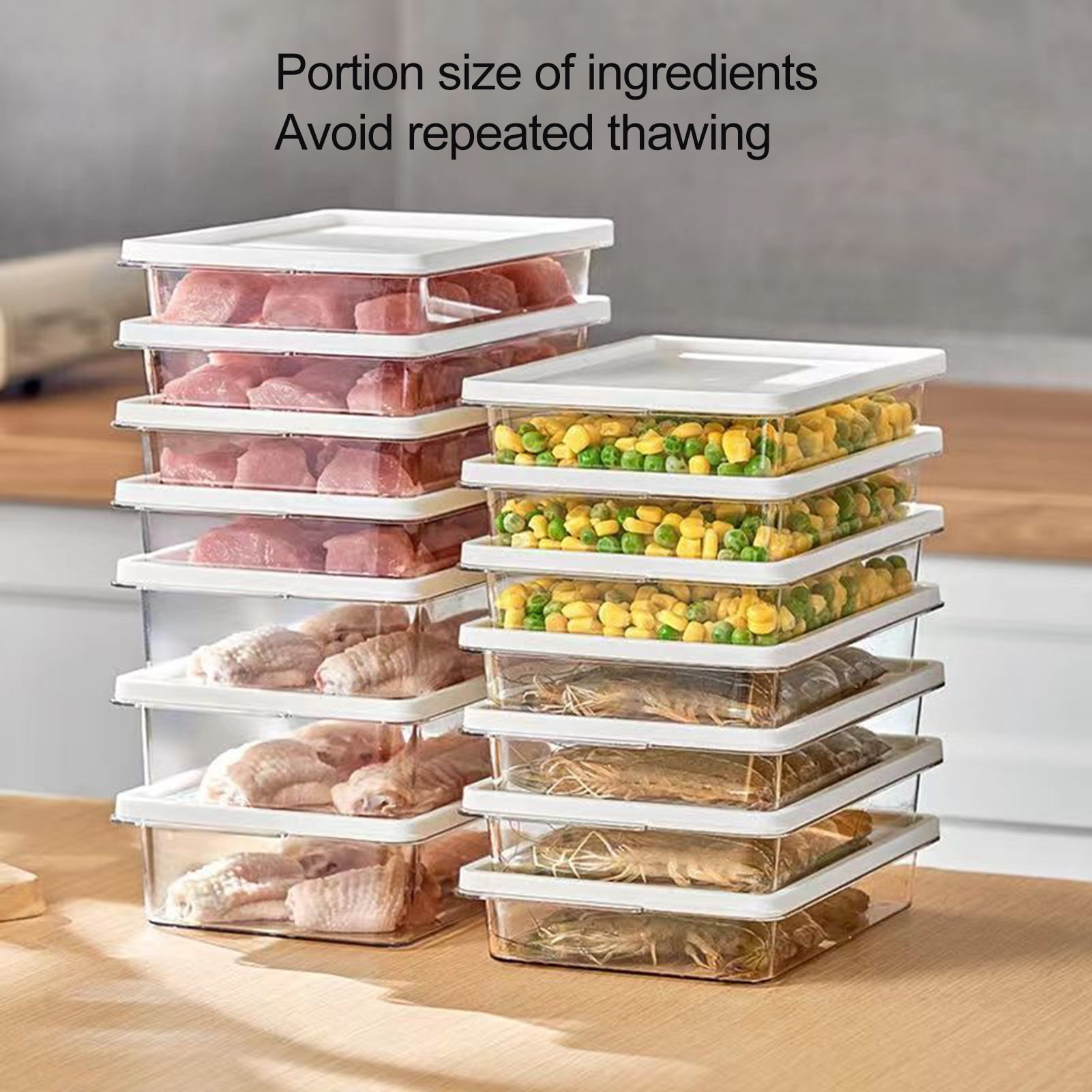 Oiur Food Preservation Box Stackable Freezer Fridge Organizer with Lid ...