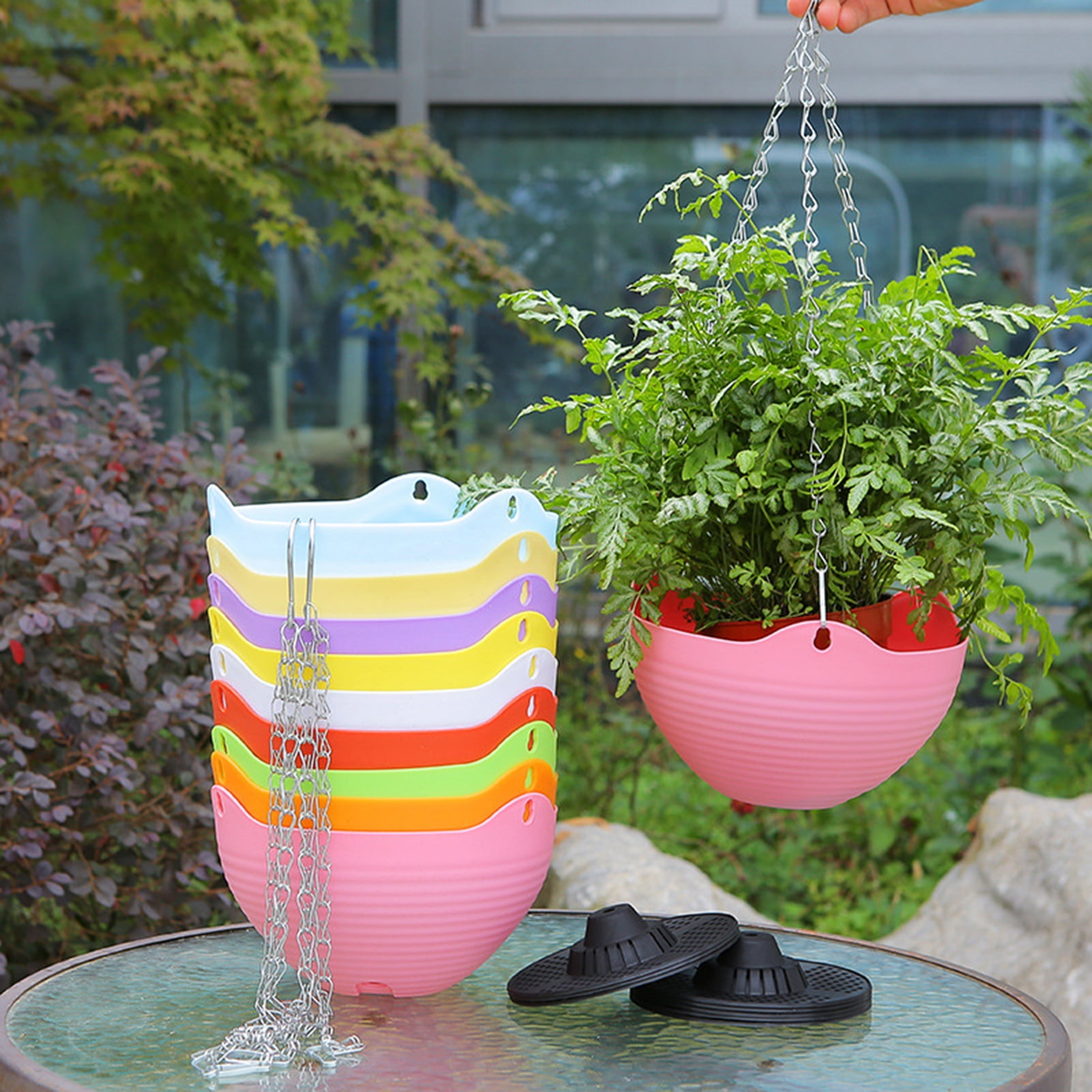 Oiur Hanging Flower Pot Planter with Drainage Hole Flower Basket with ...