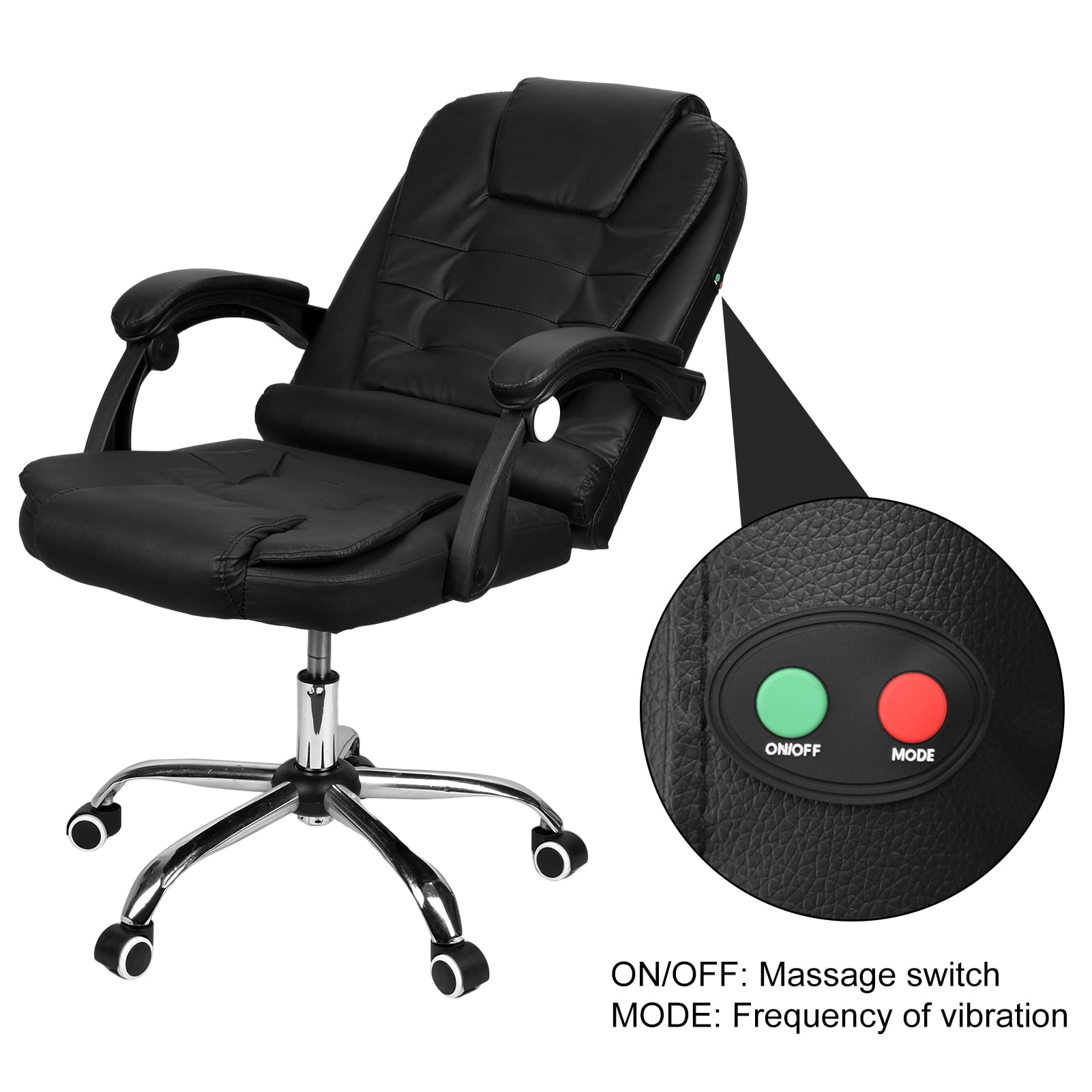 Oiur Massage Office Chair,2 Point Faux Leather Computer Chair,Ergonomic ...