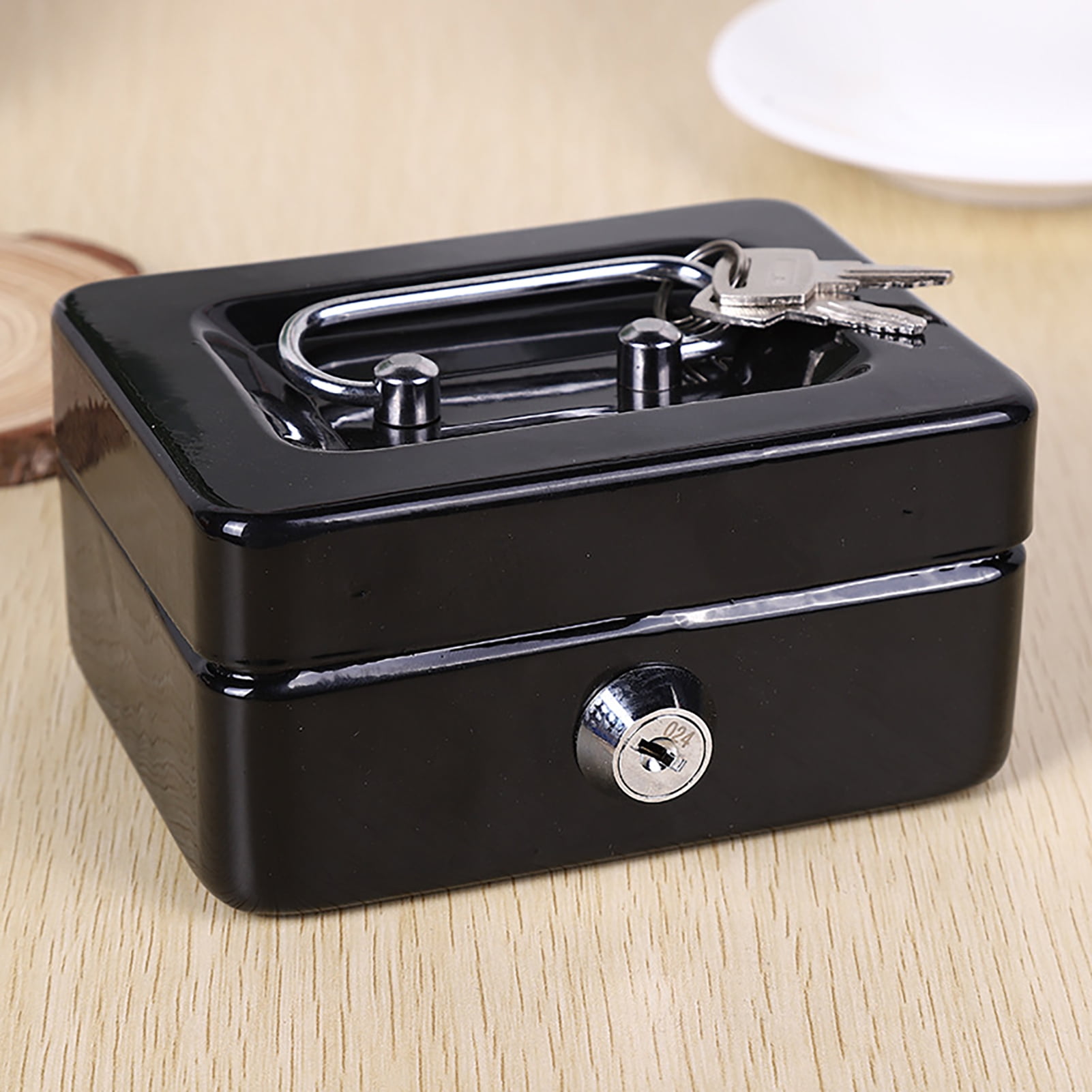 Oiur Mini Cash Box with Security Lock And Two Keys Compact Shock-proof ...