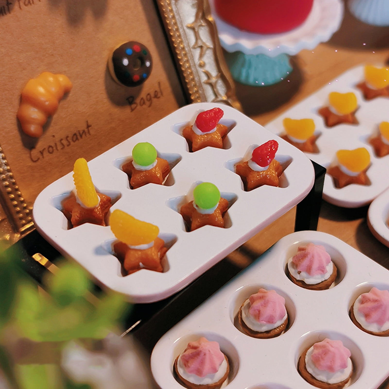 Oiur Miniature Cake Models for Doll House Mini Cakes in Mold Pretend ...