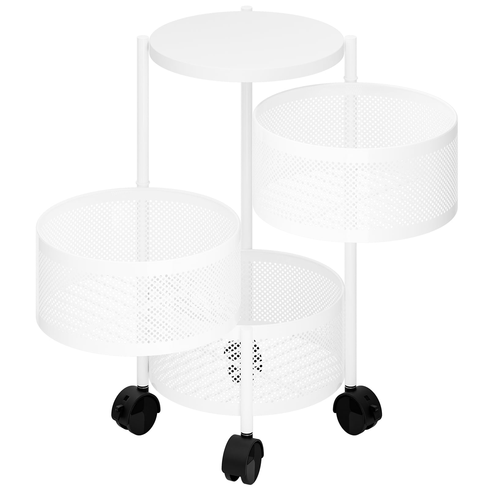 Oiur Rotating Storage Rack,Fruit Basket for Kitchen,3 Tier Circular ...