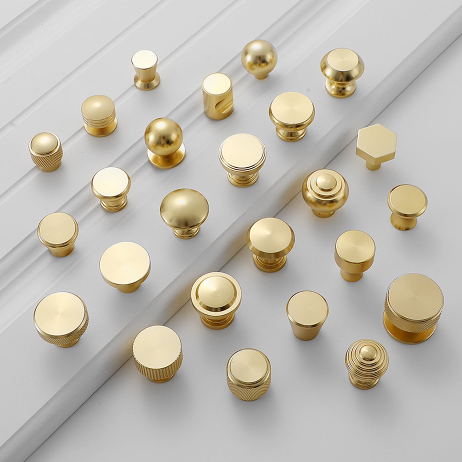 Oiur Round Gold Knobs Single Hole Cabinet Drawer Pulls Aluminum ...