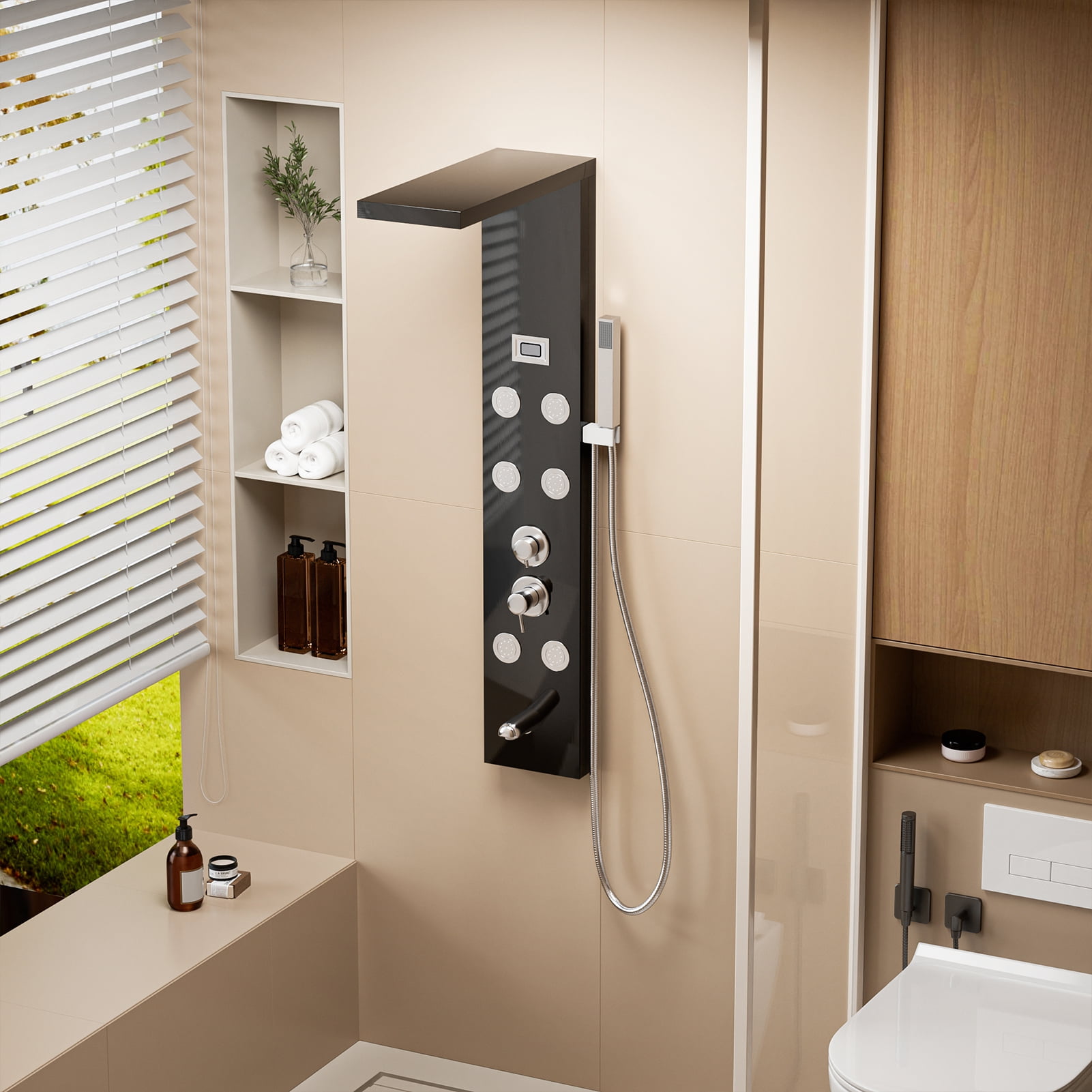 Oiur Shower Panels System,Handheld Shower with Adjustable Rainfall ...