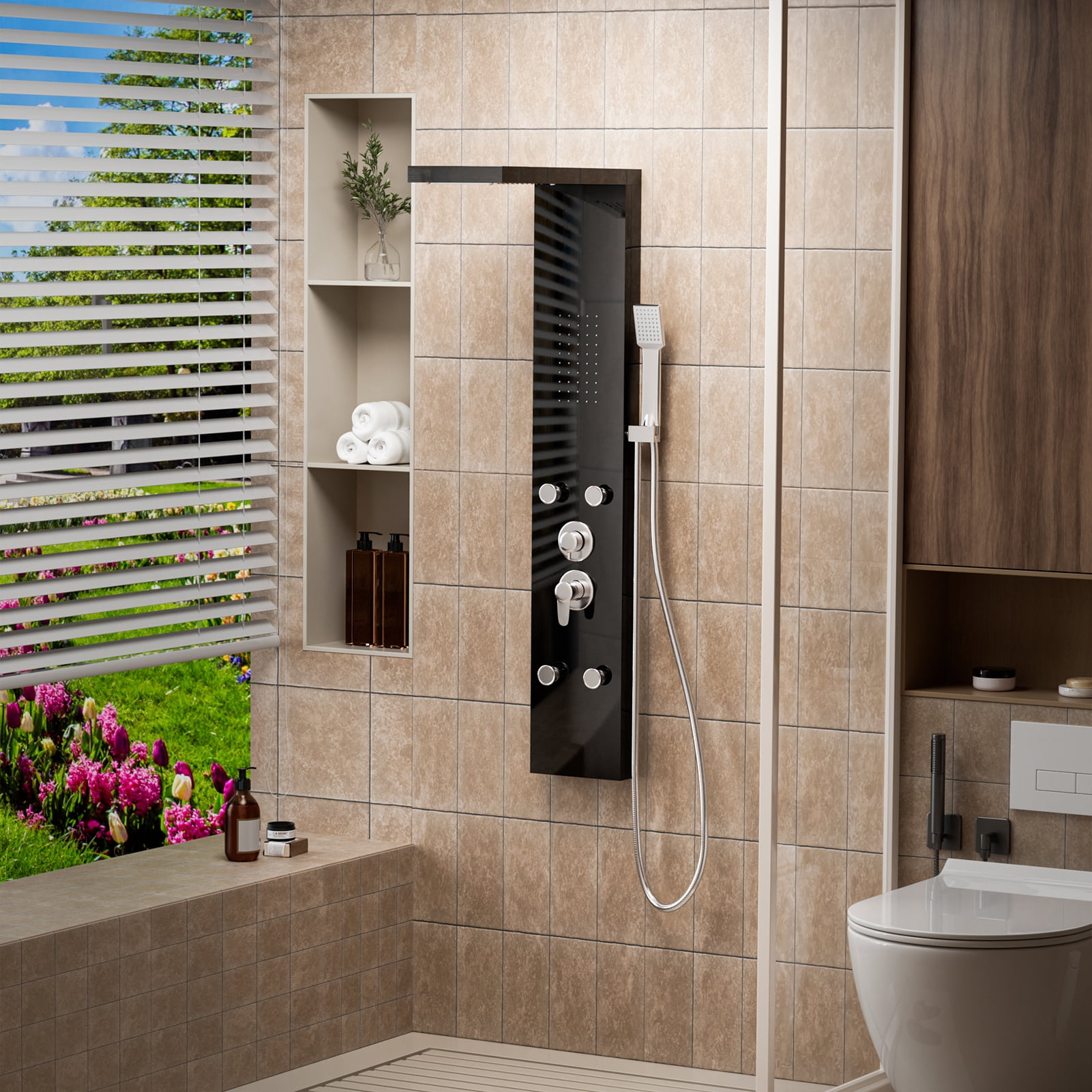 Oiur Shower Panels System,with Adjustable Rainfall Shower Head,Easy ...