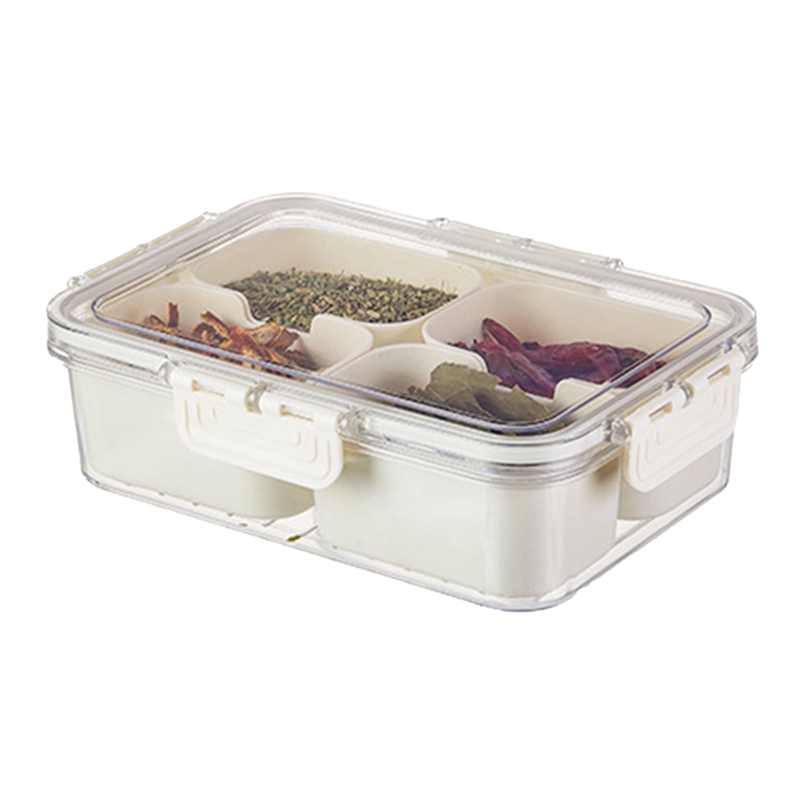 Oiur Spice Storage Box Sealed Lid 4/8 Compartments Food Grade Clear ...
