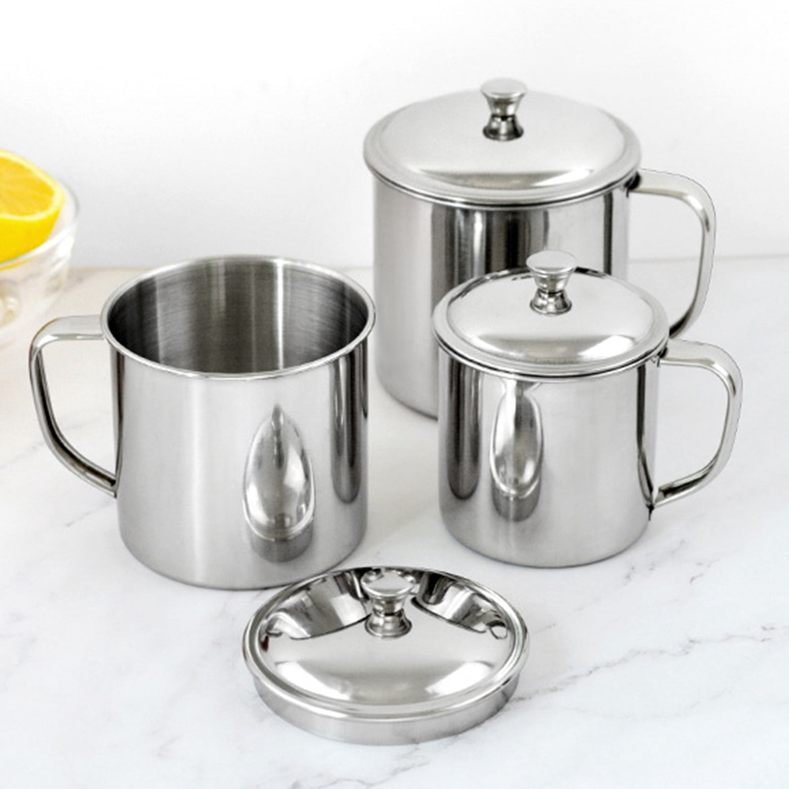 Oiur Stainless Steel Water Cup with Lid Handle Hot Cold Beverage Mug ...
