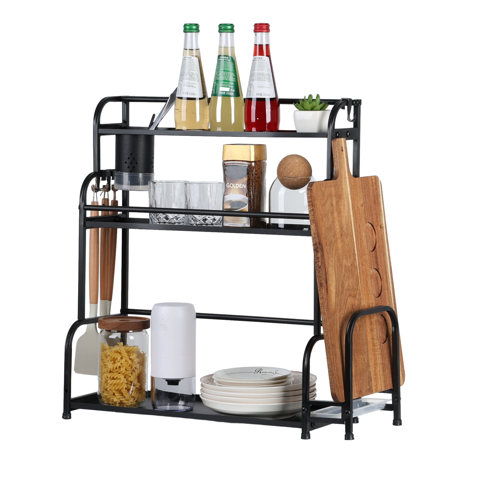 Oiur Standing Spice Rack,3-Tier Stainless Steel Kitchen Countertop ...