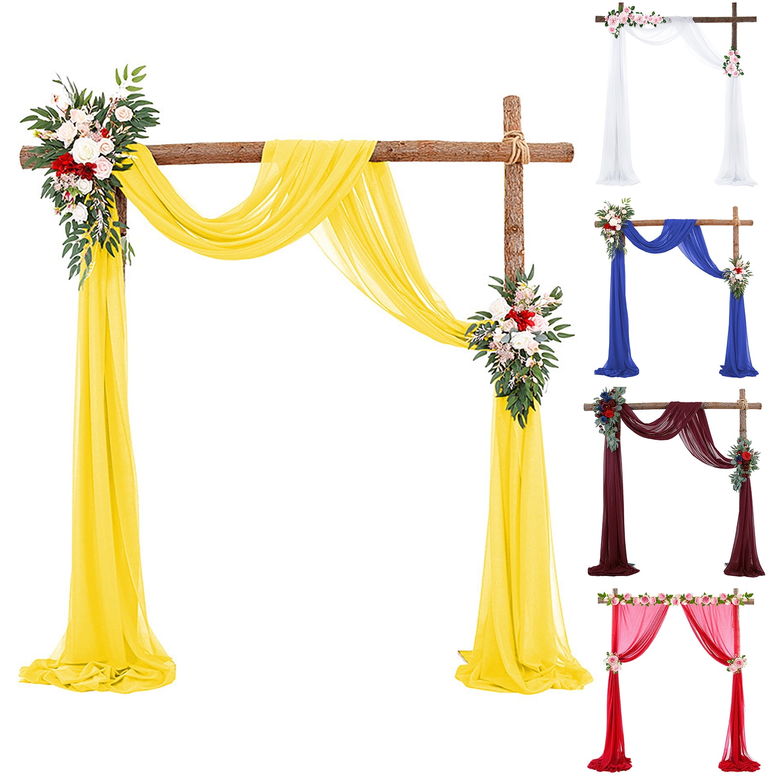 Oiur Wedding Arch Drape Chiffon Curtain Drapery Solid Color Tulle ...