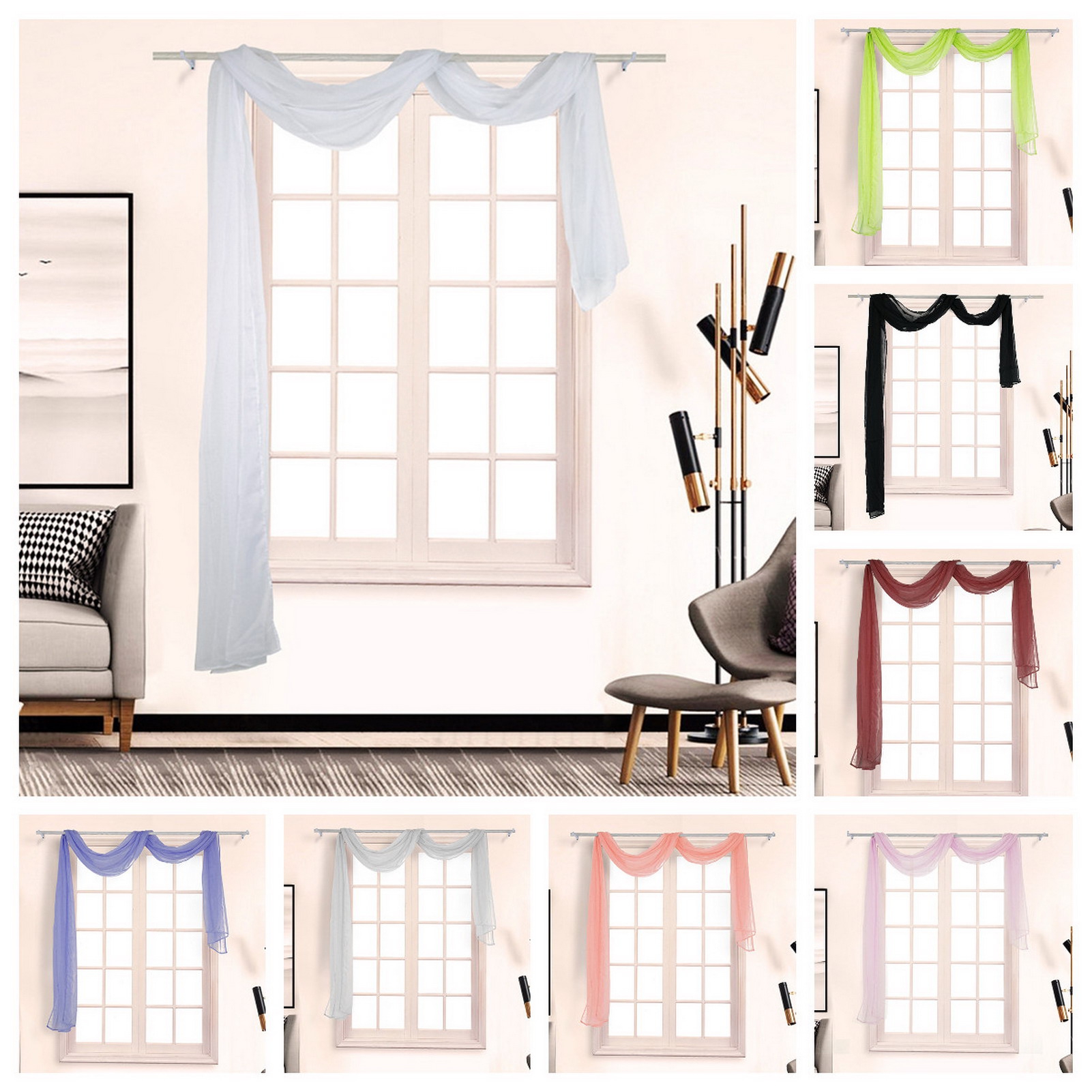 Oiur Window Gauze Solid Color Ultra-thin Window Screening Fully Hemmed ...