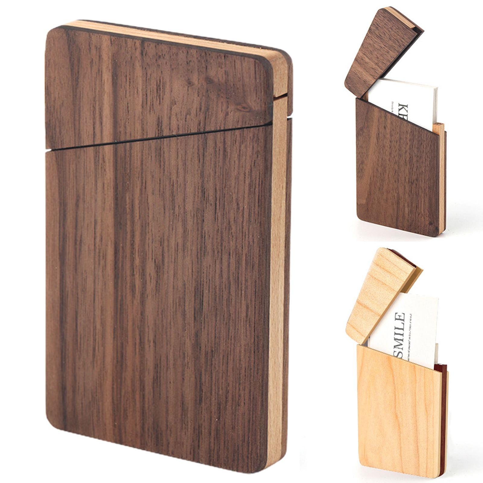 Oiur Wooden Business Card Case Name Card Holder Smooth Edge Burr Free ...