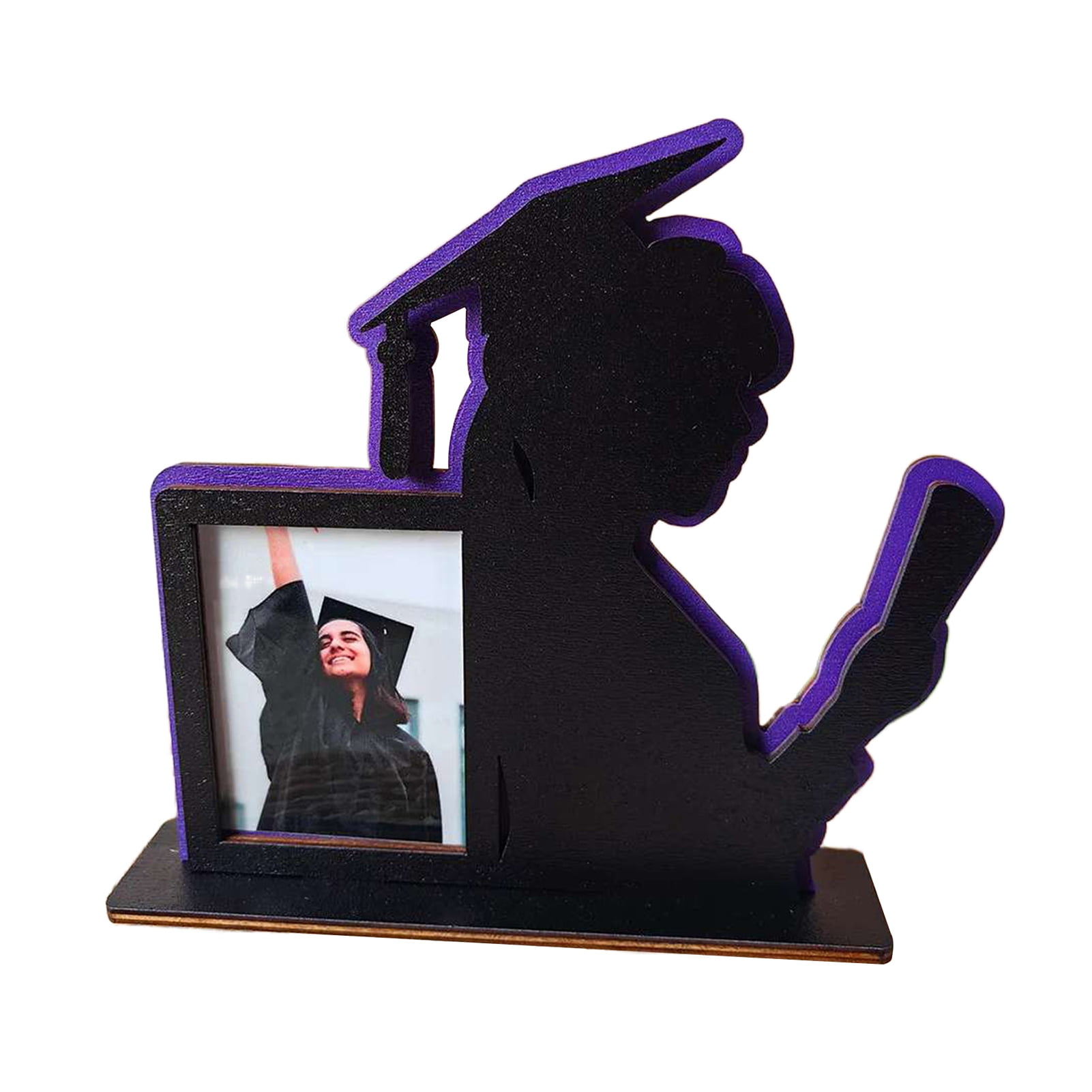 Oiur Wooden Graduation Photo Frame Grad Hat Graduates Outline Desktop ...
