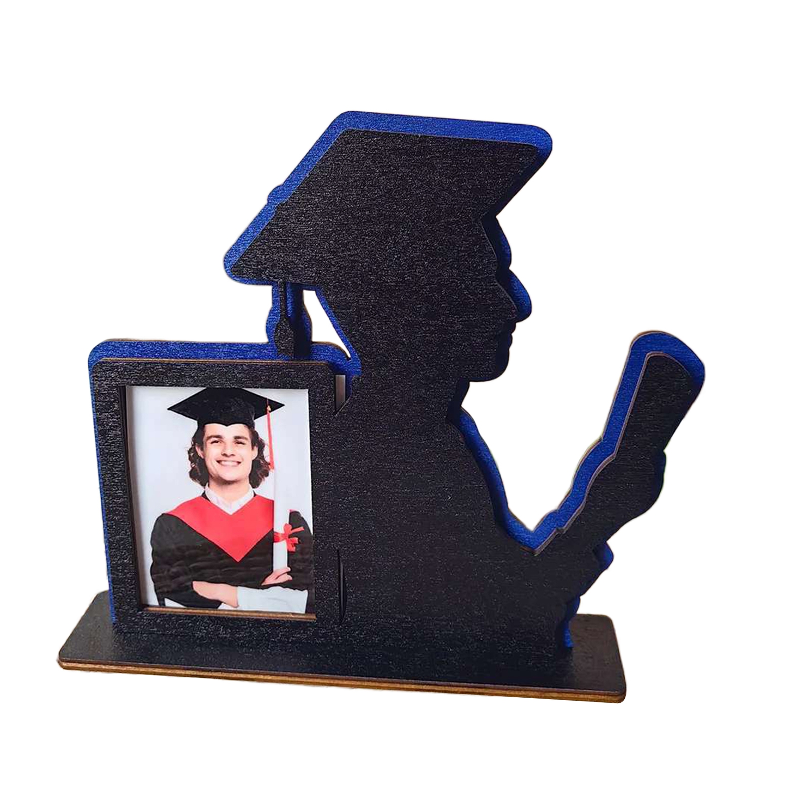 Oiur Wooden Graduation Photo Frame Grad Hat Graduates Outline Desktop ...
