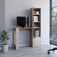 Oiwa Computer Desk with Integrated Bookcase and Storage Cabinet, Modern ...
