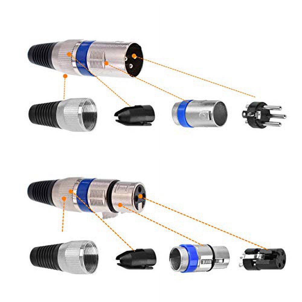 Oiyagai 5 Pairs 3 Pin XLR Connectors Male and Female Microphone Mic ...