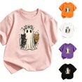 Oiyii Little Girl's Halloween Short‑Sleeve T‑Shirt Ghost Black Cat ...