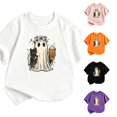 Oiyii Toddler Girl's Halloween Short‑Sleeve T‑Shirt Ghost Black Cat ...