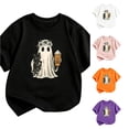 Oiyii Toddler Girl's Halloween Short‑Sleeve T‑Shirt Ghost Black Cat ...