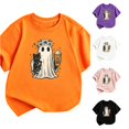 Oiyii Toddler Girl's Halloween Short‑Sleeve T‑Shirt Ghost Black Cat ...