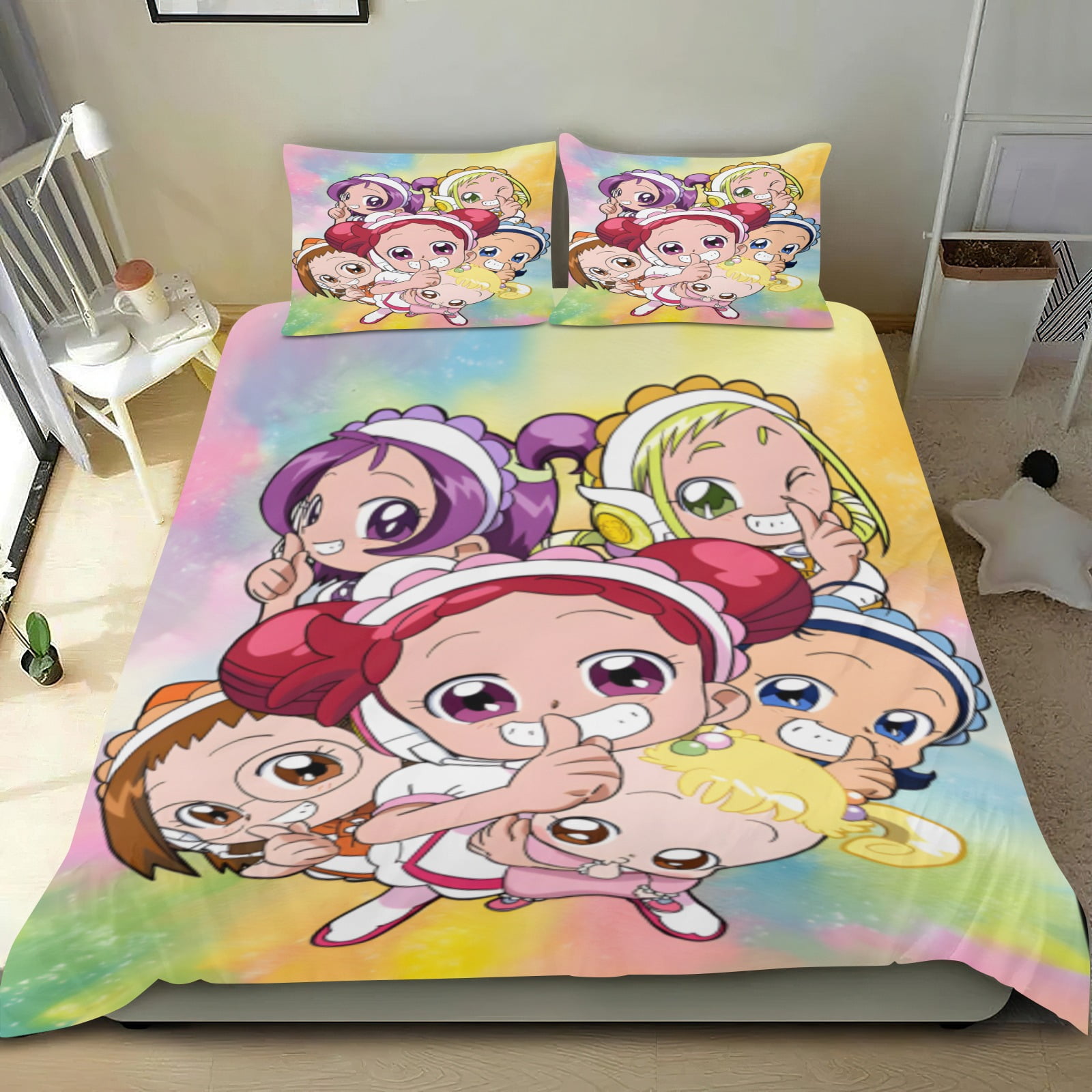 Ojamajo Doremi Na-i-sho thin bedding set has an iconic print,One duvet cover and two pillowcases ...