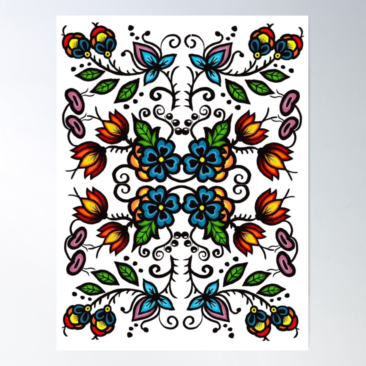 Ojibwe Florals Poster Wall Art, Modern Wall Decor For Living Room ...