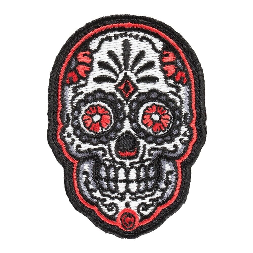 Ojos De Margaritas Rojas Sugar Skull Patch, Small Candy Skull Patches Manufactured by PatchStop ...