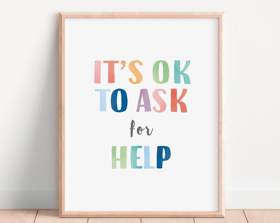 It'S Ok To Ask For Help, Rainbow Calming Corner Poster, Therapy Office ...