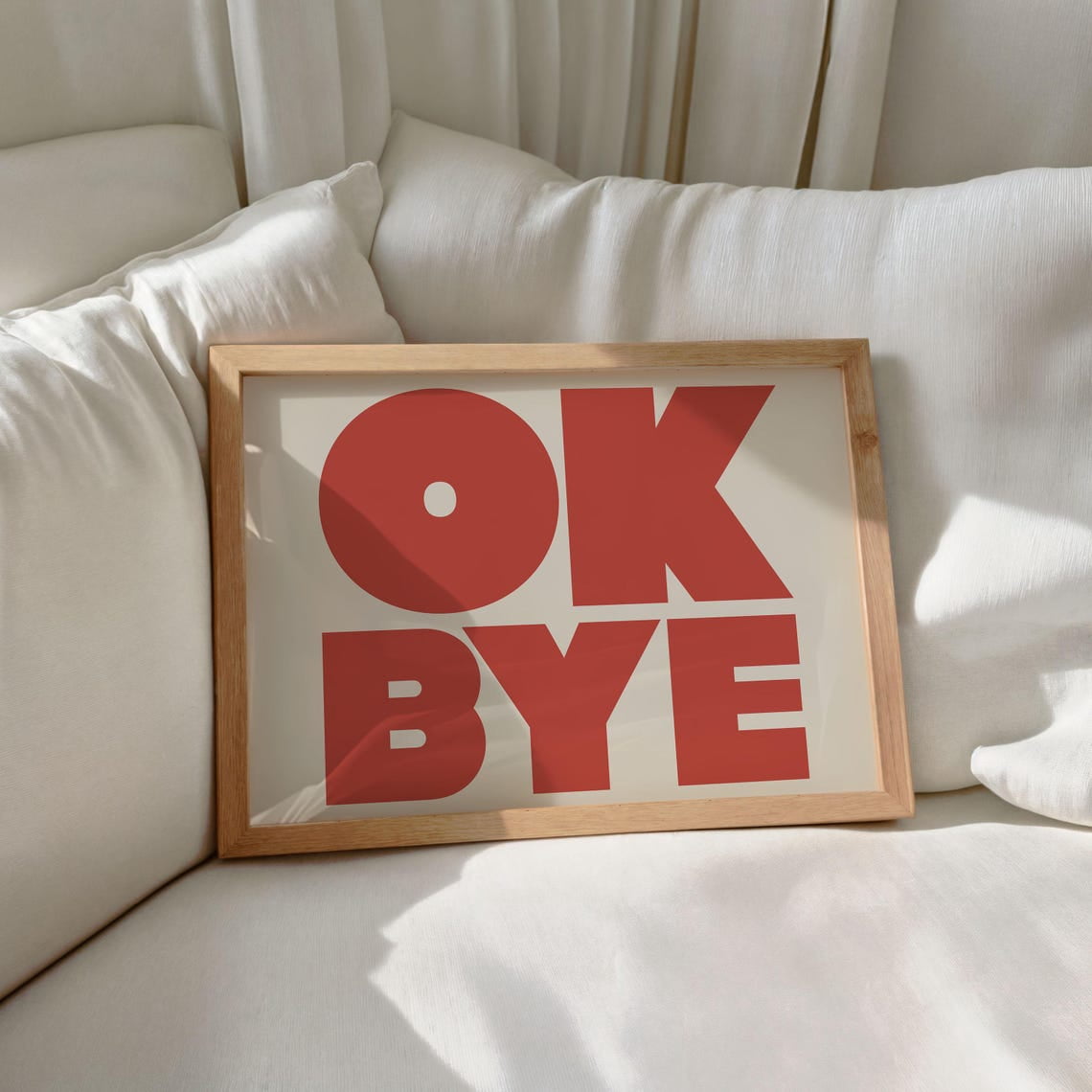 Ok Bye Print, Modern Typography Poster, Trendy Wall Art, Bold Type ...