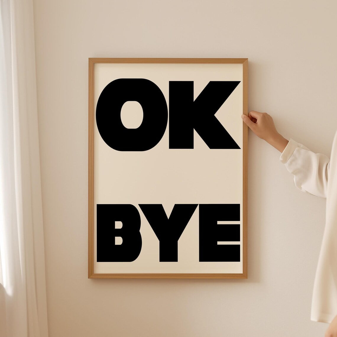 Ok Bye Print, Typography Poster, Entryway Hallway Wall Art, Bauhaus ...