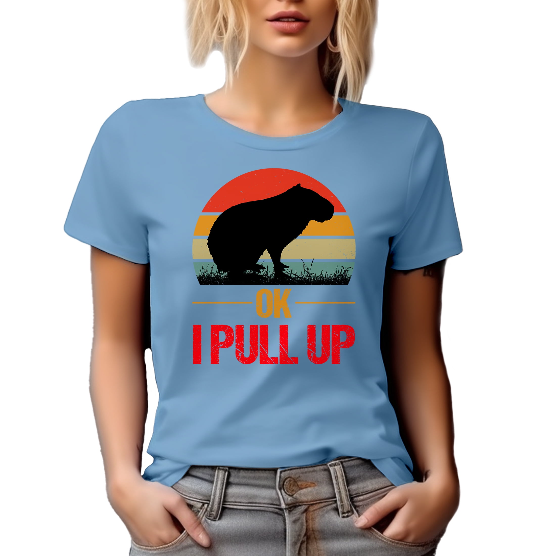 Ok I Pull Up, Funny Meme Inspired, Lover of Capybaras Themed, Baby Blue ...