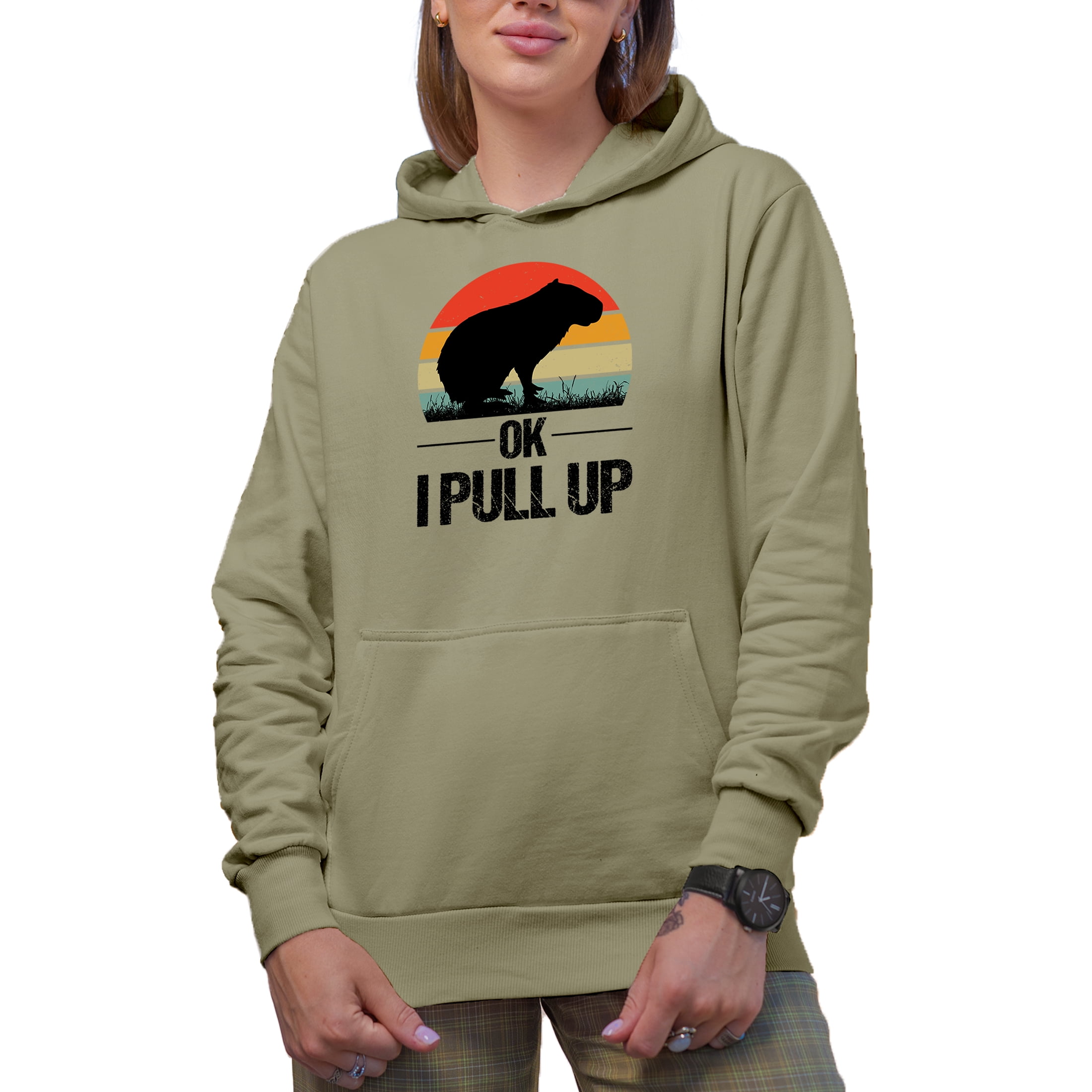 Ok I Pull Up, Funny Meme & Lover of Capybaras Themed, Sand Hooded ...