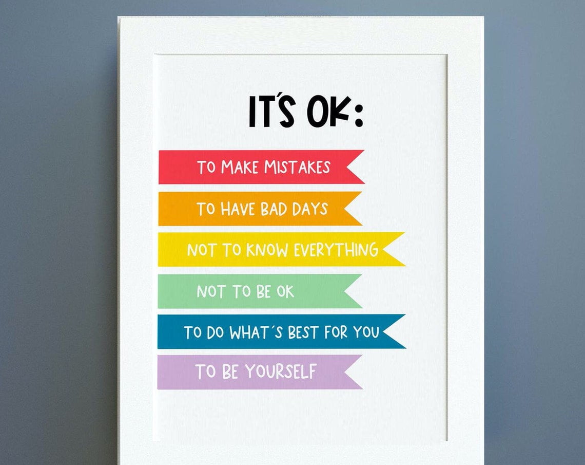 Its Ok Not To Be Ok, Positive Affirmations For Kids, Classroom Art ...