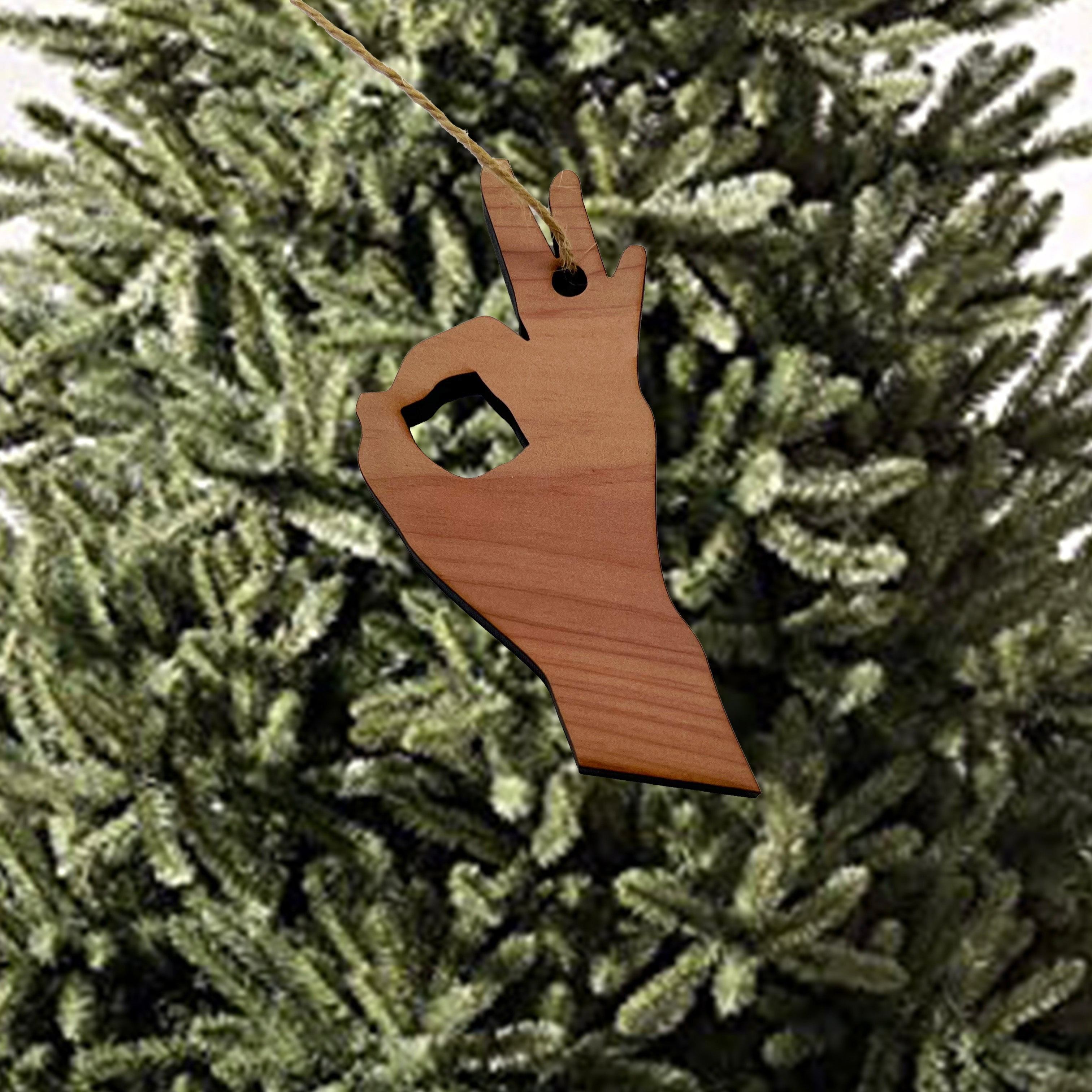 Ok Sign Language Hand - Cedar Ornament - Walmart.com