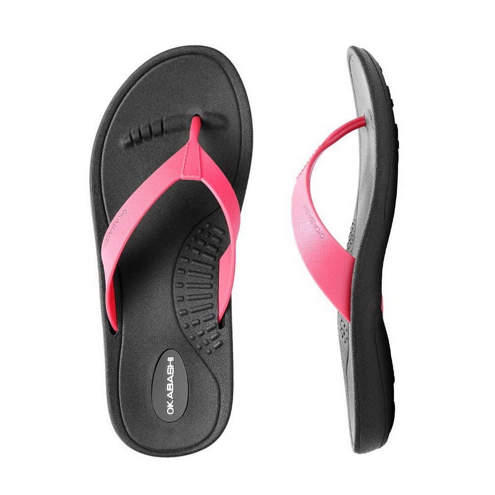 Okabashi Breeze Women's Flip Flops-Black/Hot Pink-ML - Walmart.com