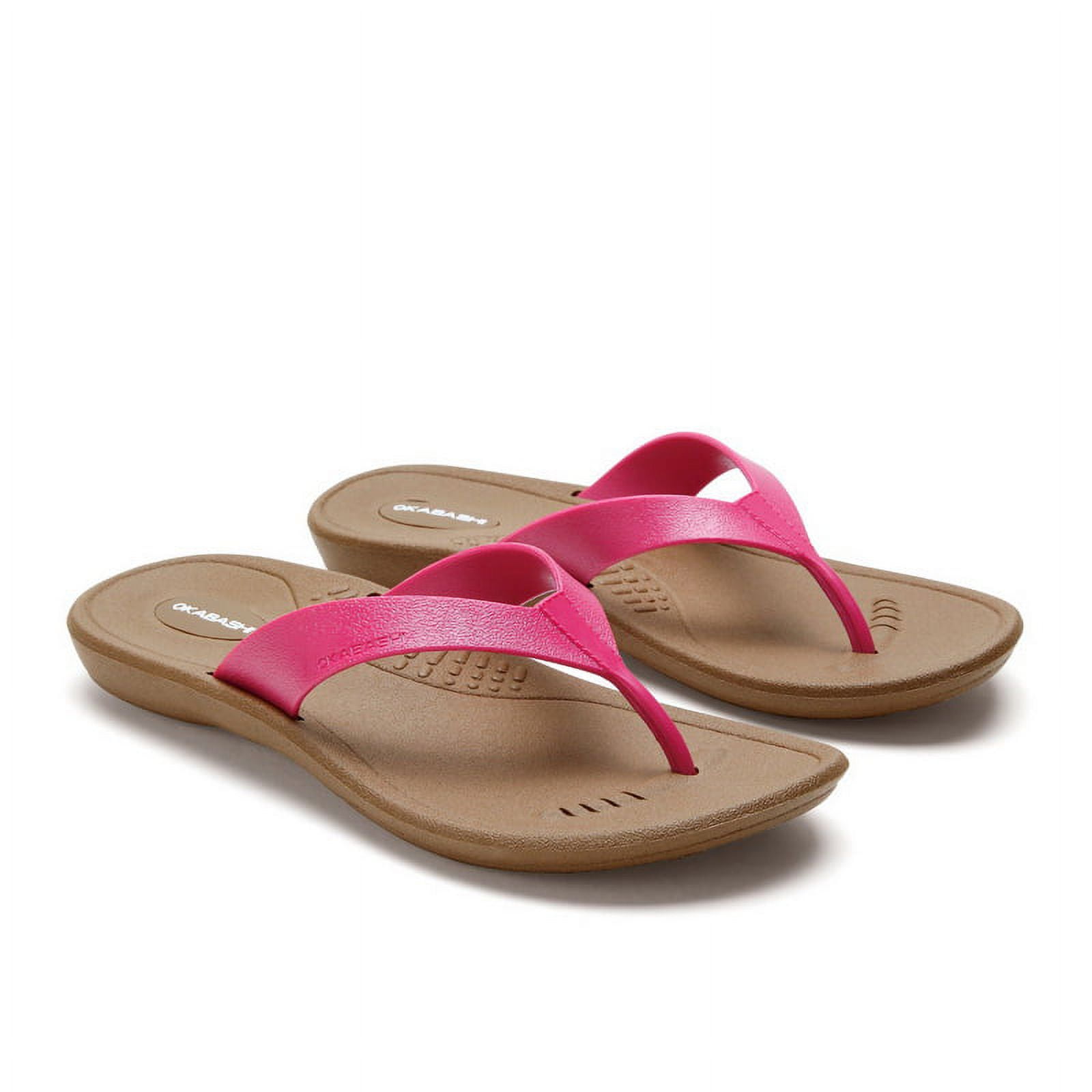 Okabashi Breeze Women's Flip Flops-Toffee/Hot Pink-ML - Walmart.com