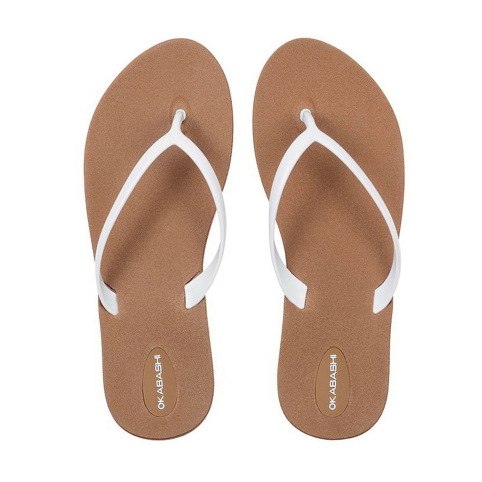 Okabashi Shoreline Slim Women's Flip Flops-Toffee/White-11 - Walmart.com