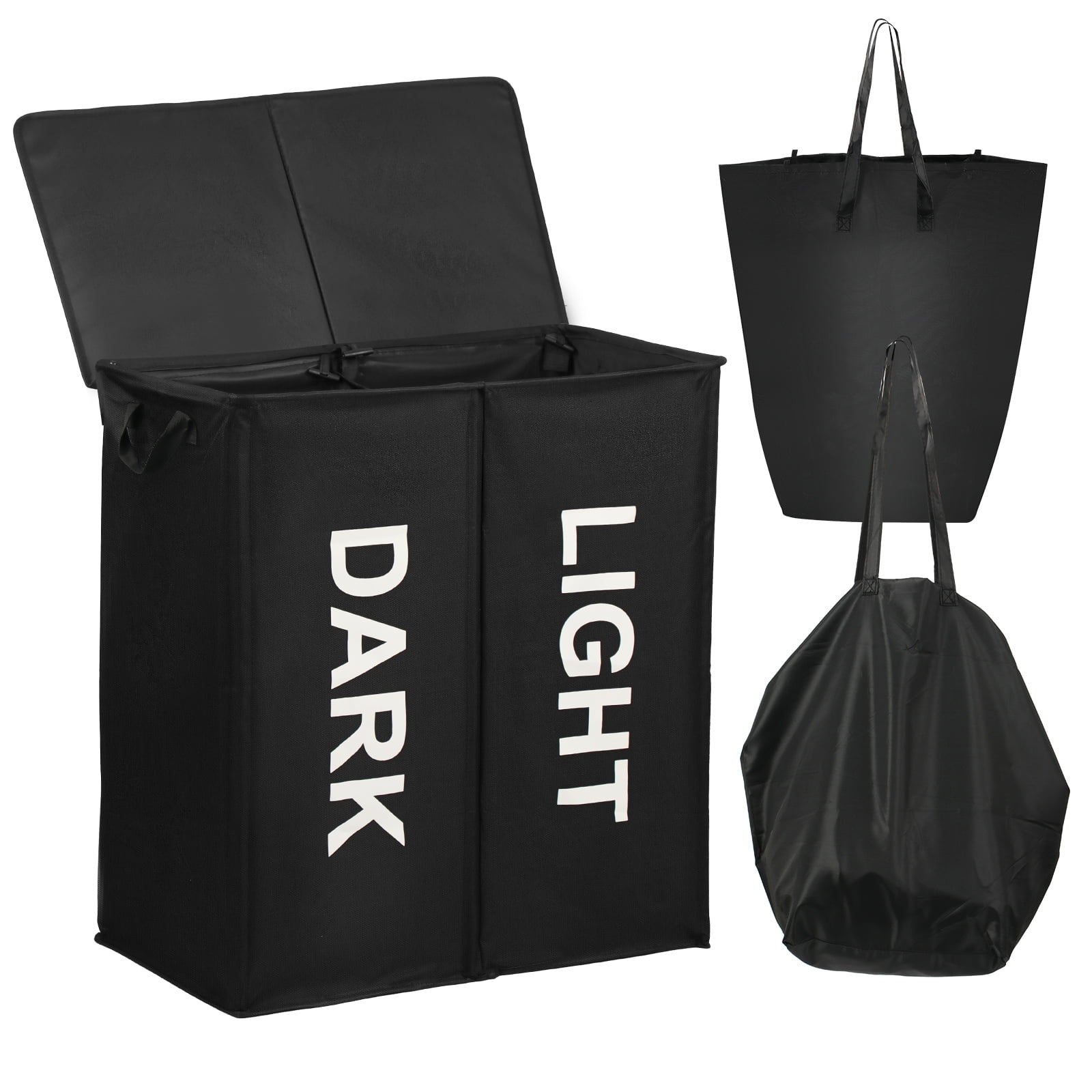 Okaka 150L Double Laundry Hamper 2 Compartments with Lid Collapsible ...