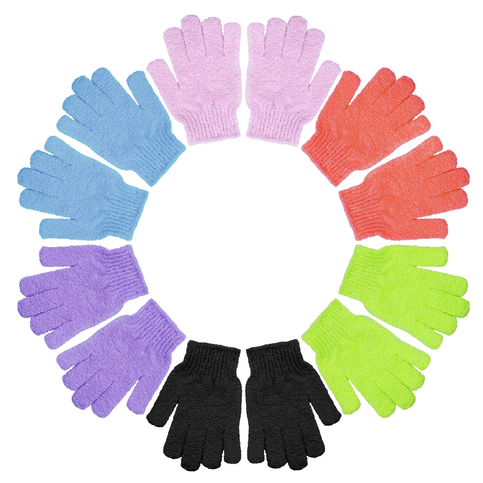 Okaka Exfoliating Bath Gloves 6 Pairs for Shower, Spa, Massage & Body Scrubs for Men and Women ...