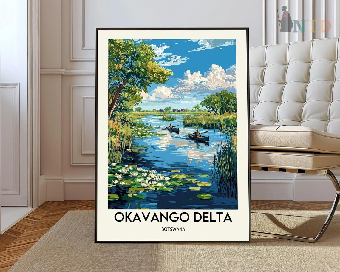 Okavango Delta Poster, Botswana Travel Print, African Decor, Africa ...