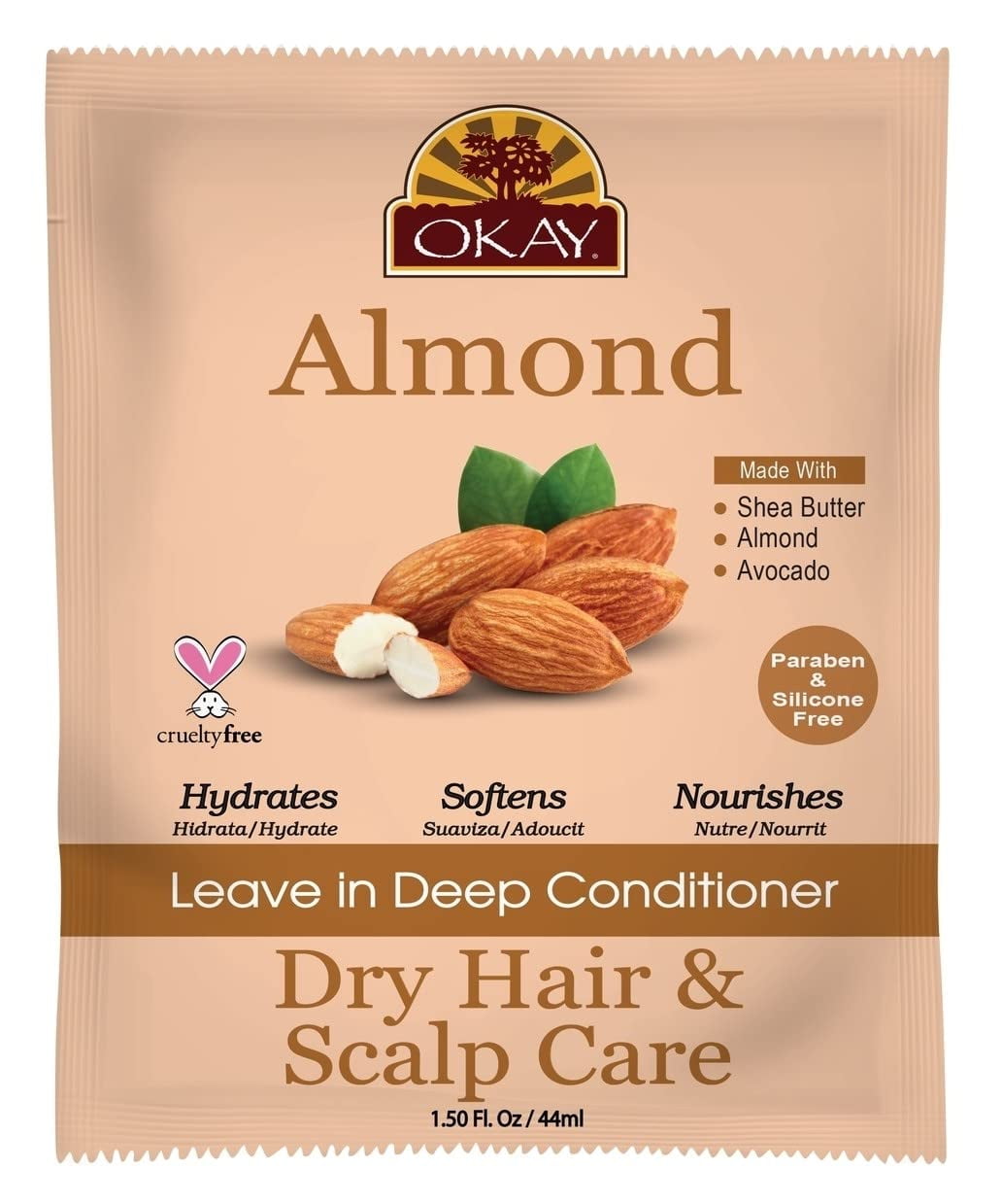 Okay Almond Leave-In Deep Conditioner Pack, Dry Hair & Scalp, 1.5 Oz, 2 ...