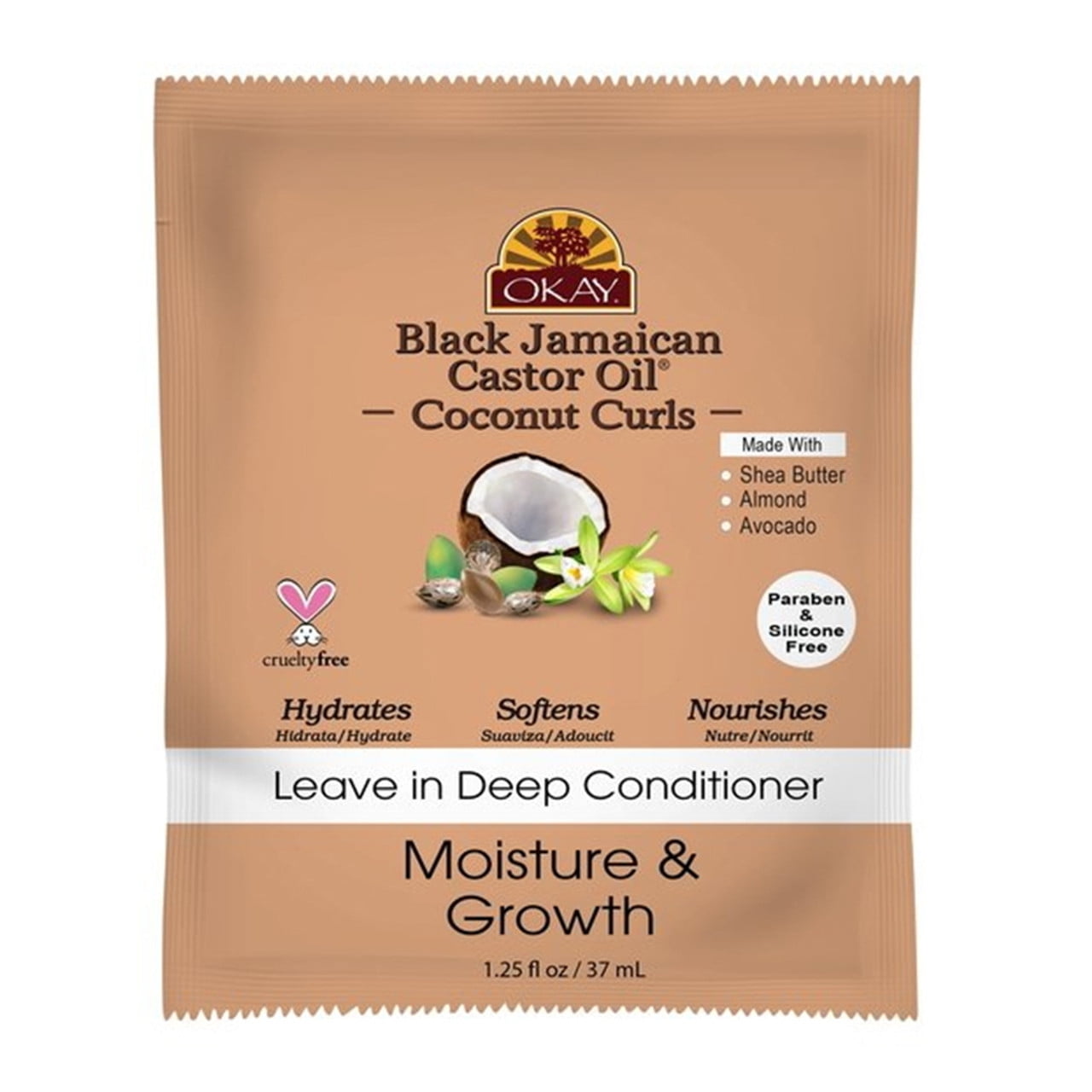 Okay Leave-In Deep Conditioner Castor Oil + Coconut, 1.25 Oz, 3 Pack ...