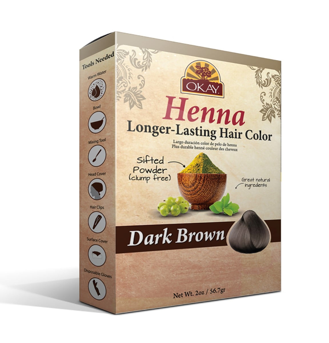 Okay Longer Lasting Henna Color, Dark Brown, 1.7 Oz - Walmart.com