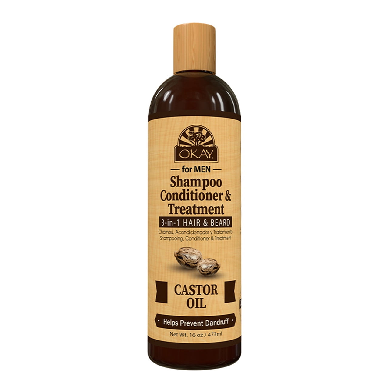 Okay Men Castor Oil 3 In 1 Beard and Hair Shampoo, Conditioner and ...