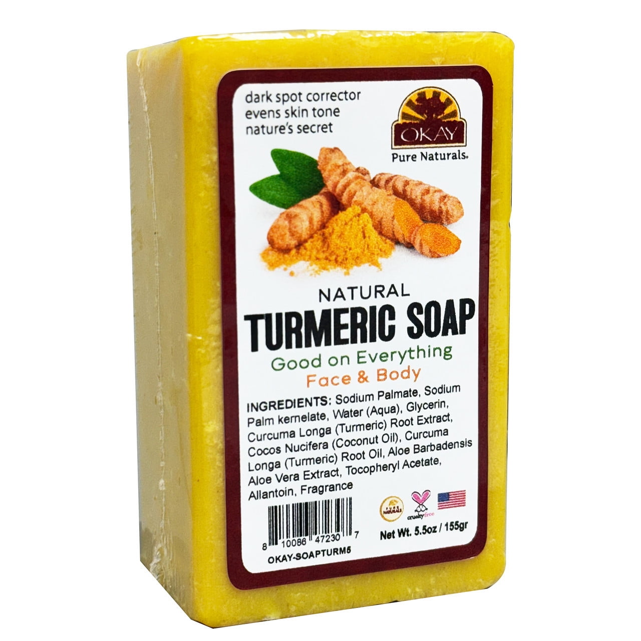 Okay Natural Turmeric Soap Bar Face & Body, 5.5 Oz.. - Walmart.com